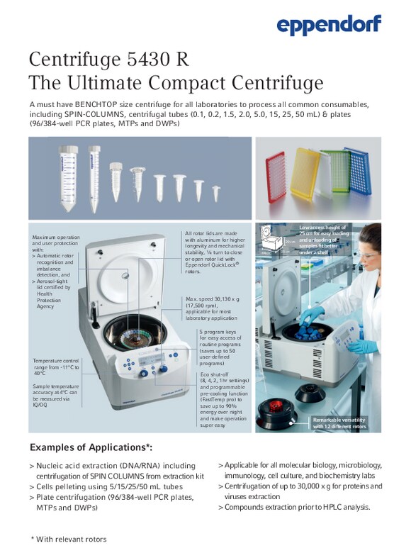 Eppendorf Centrifuge 5430 R | Fast, Versatile, Compact